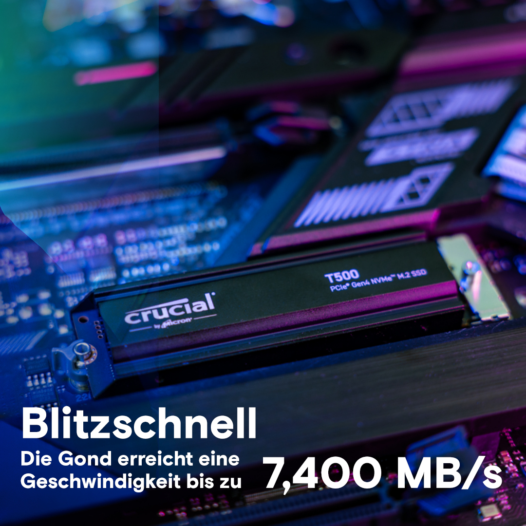 Crucial T500 2TB PCIe Gen4 NVMe M.2 SSD with heatsink | CT2000T500SSD5 ...